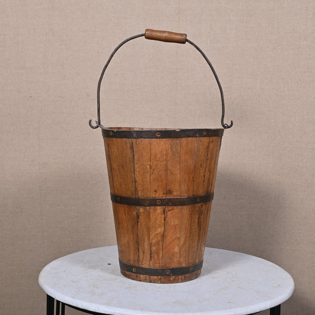 Wooden Himachal Bucket Pot Vintage Rustic Miniature Wooden Bucket ...