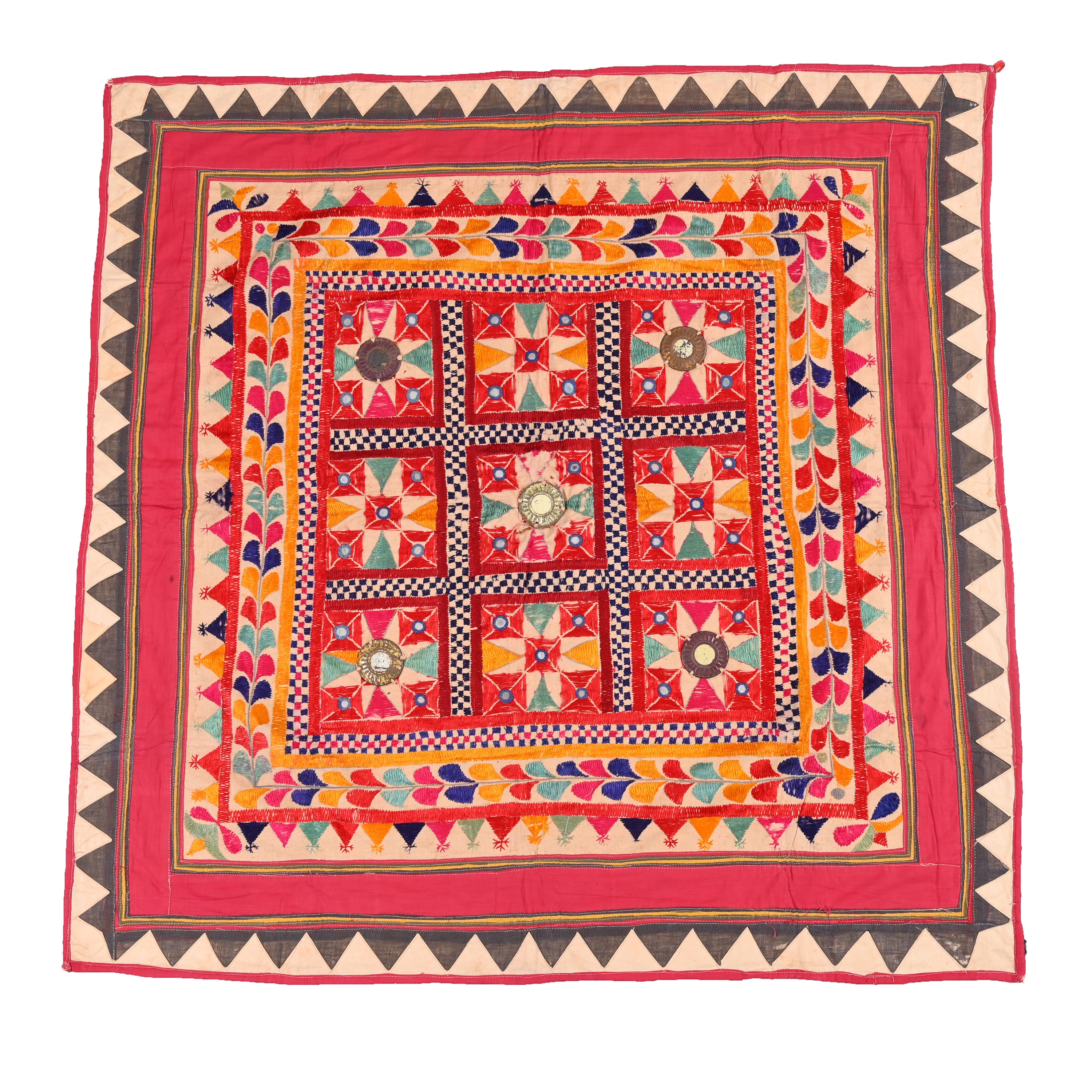 Vintage Hand Embroidery Indian Gujarati Textile Banjara Wall Hanging Tribal Tapestry Home Decor ...