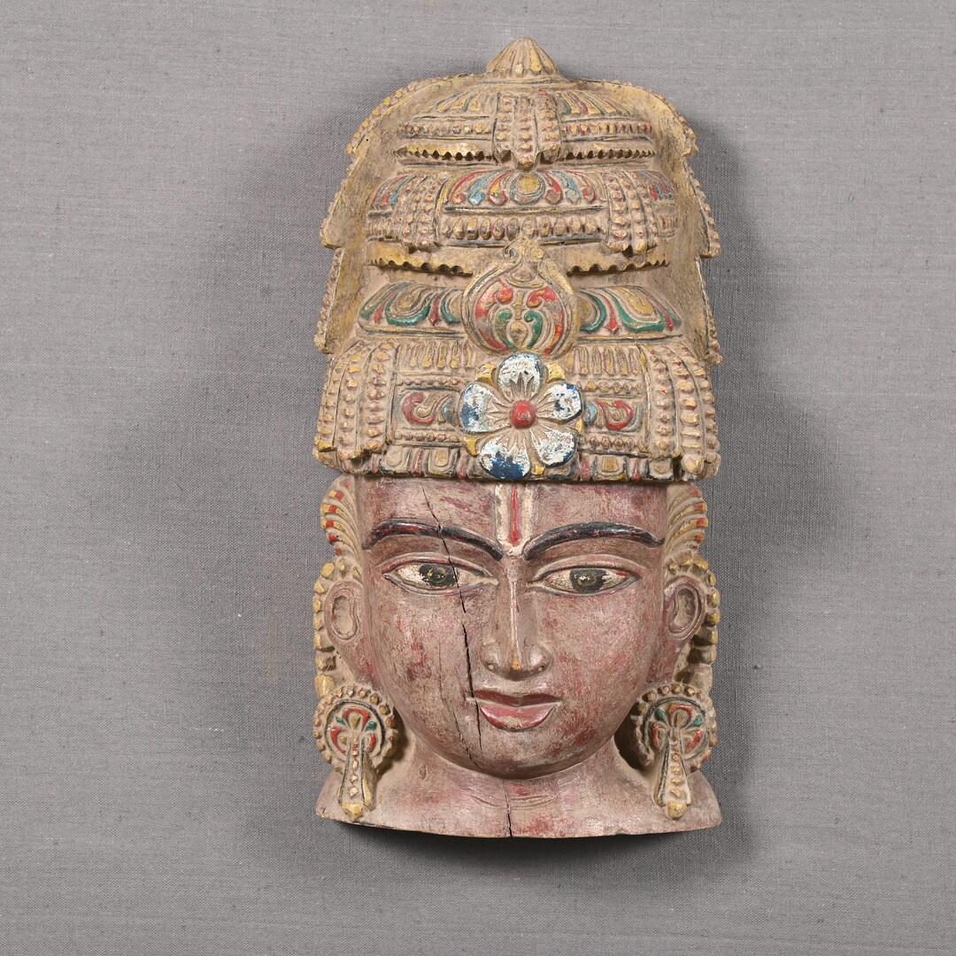 Indian Lord Karthikeyan Wall Mask Vintage Traditional Wall Hanging Mask ...