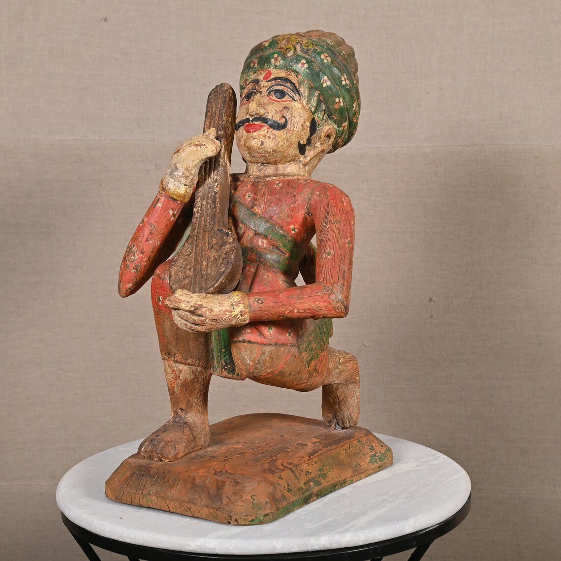 Vintage Wooden Statue Rajasthani Man Figurines Indian Wooden Hand ...