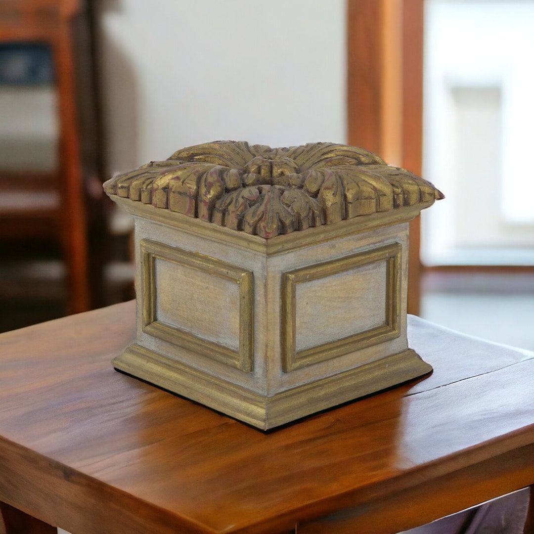 Wooden Handcarved Square Shaped Box Unique Floral Pattern Home Decor ...