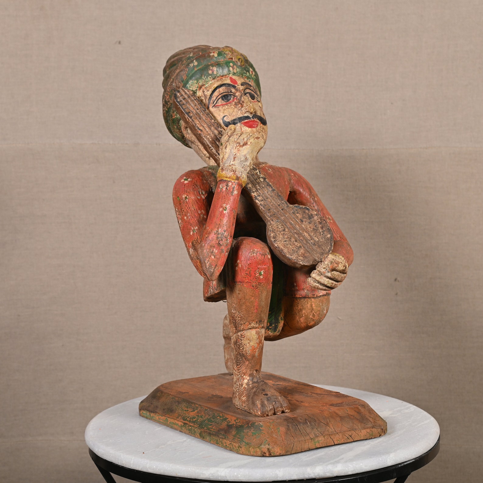 Vintage Wooden Statue Rajasthani Man Figurines Indian Wooden Hand ...