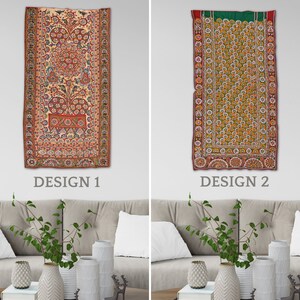 Vintage Gujarati Wall Hanging, Large Boho Floral Hand Embroidery ...