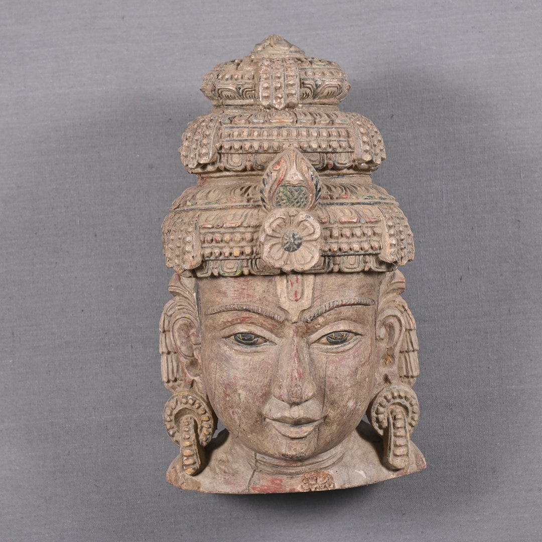 Wooden Tribal Mask Hanging Statue Vintage Hand Painted King Mask Wood ...