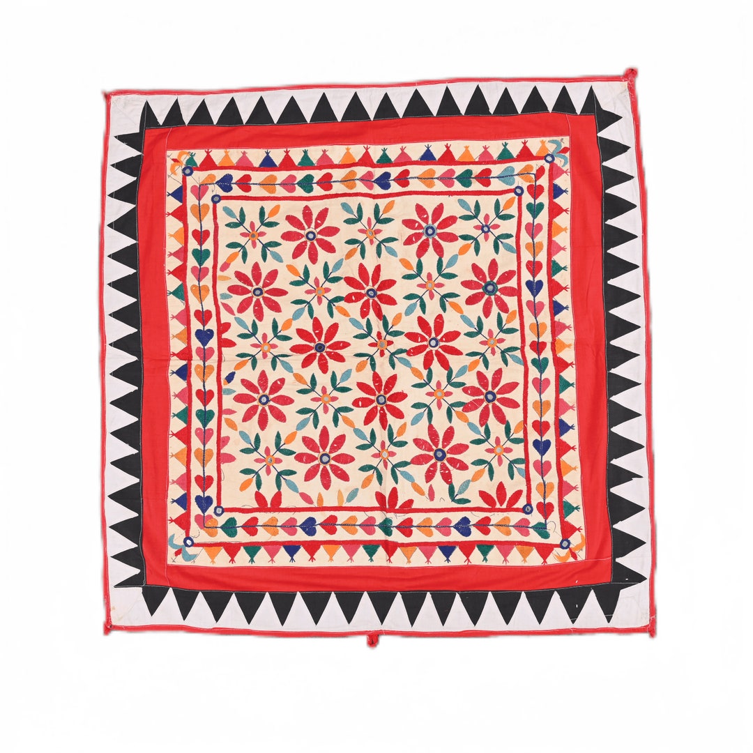 Indian Gujarati Handmade Textile, Unique Floral Wall Art Tapestry ...