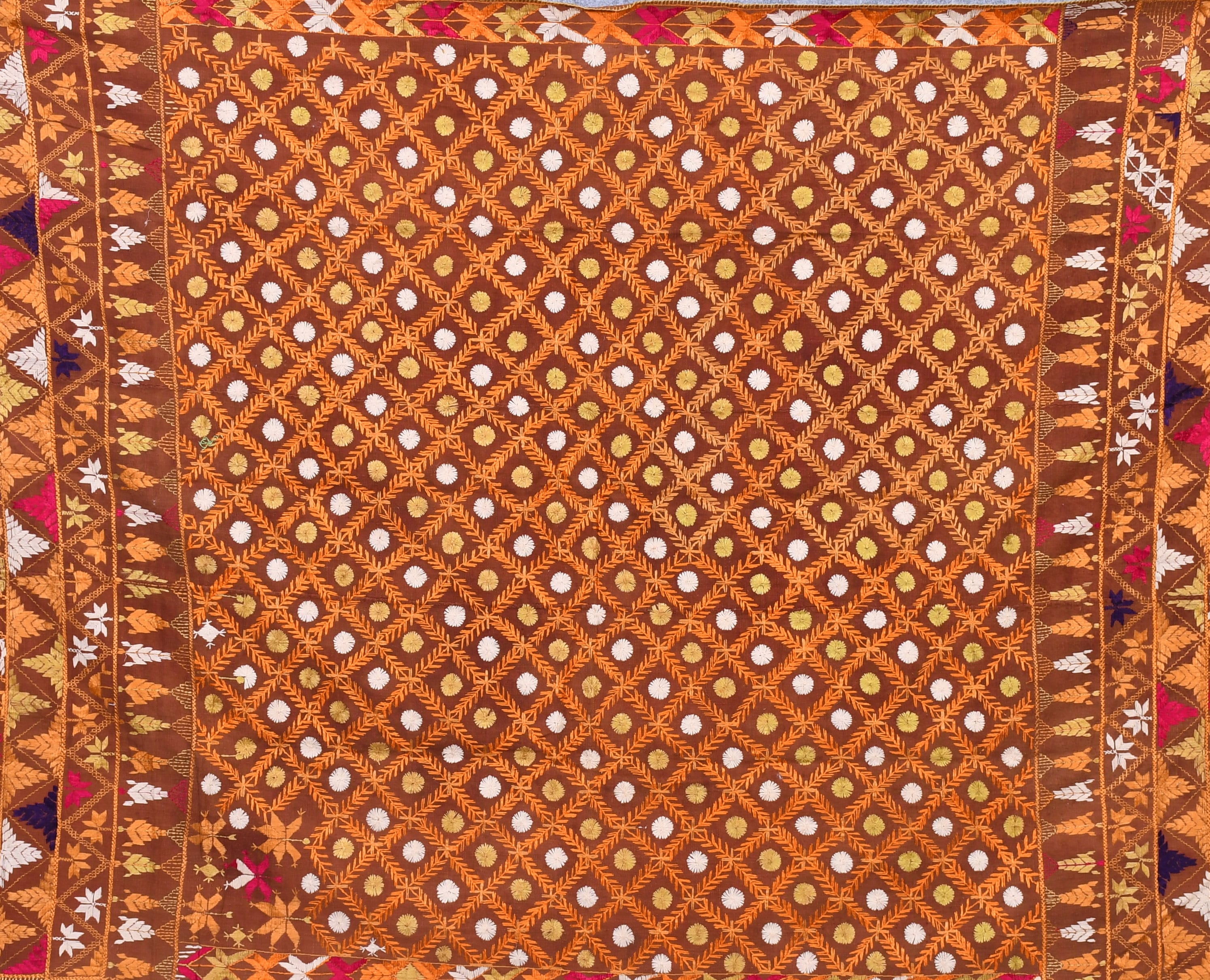 Punjabi Bagh Textile, 4x6.6 Ft Embroidered Vintage Phulkari Fabric Wall ...