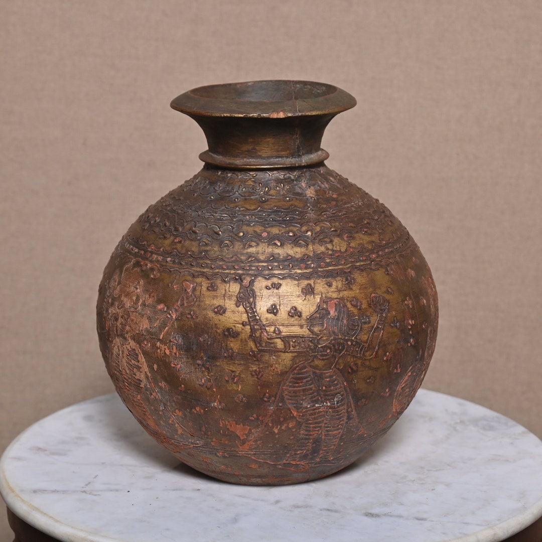 Wood Old Hand Carved Long Neck Water Dispenser Collectible Storage ...
