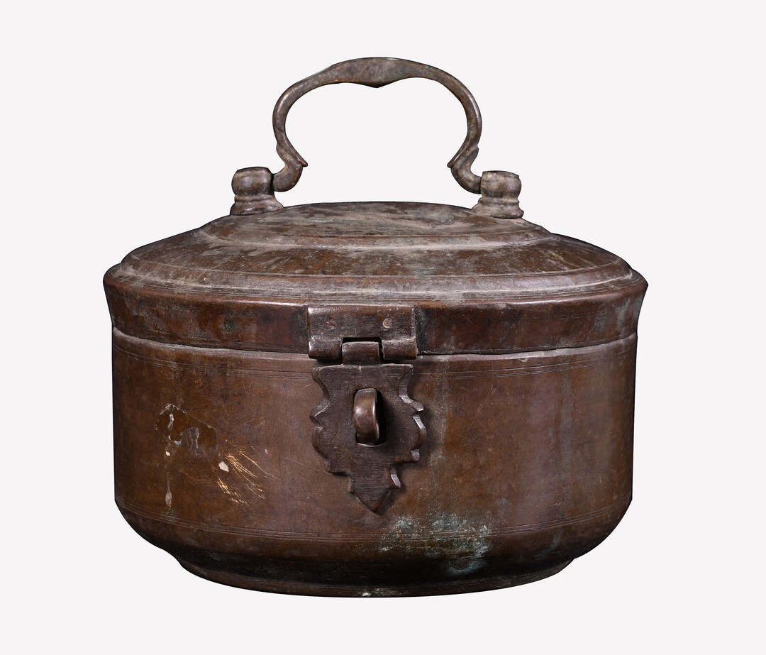 Vintage Brass Roti/chapati Box, Collectible Snacks Canister, 8 X 8 X 7 ...