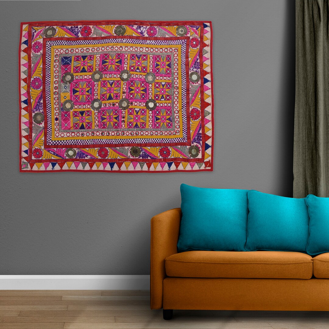 Wall Decor Vintage Tribal Tapestry Art Antique Indian Gujrati - Etsy