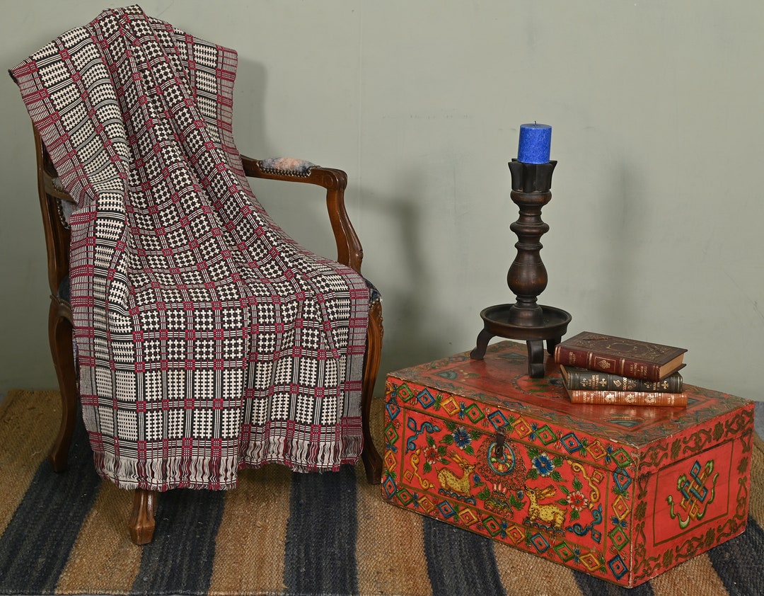 Pink Blanket for Sofa Khes Hand Woven Ethnic Handmade Traditional ...