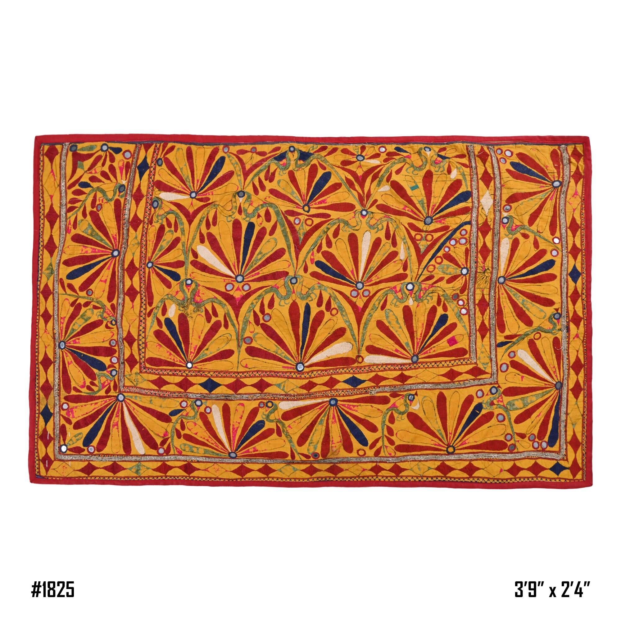 Indian Embroidery Mirror Work Tapestry Wall Hanging Decor Boho - Etsy