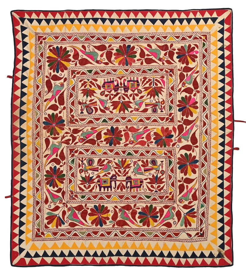 Antique Indian Gujarati Textile Handmade Boho Banjara Vintage Tribal ...