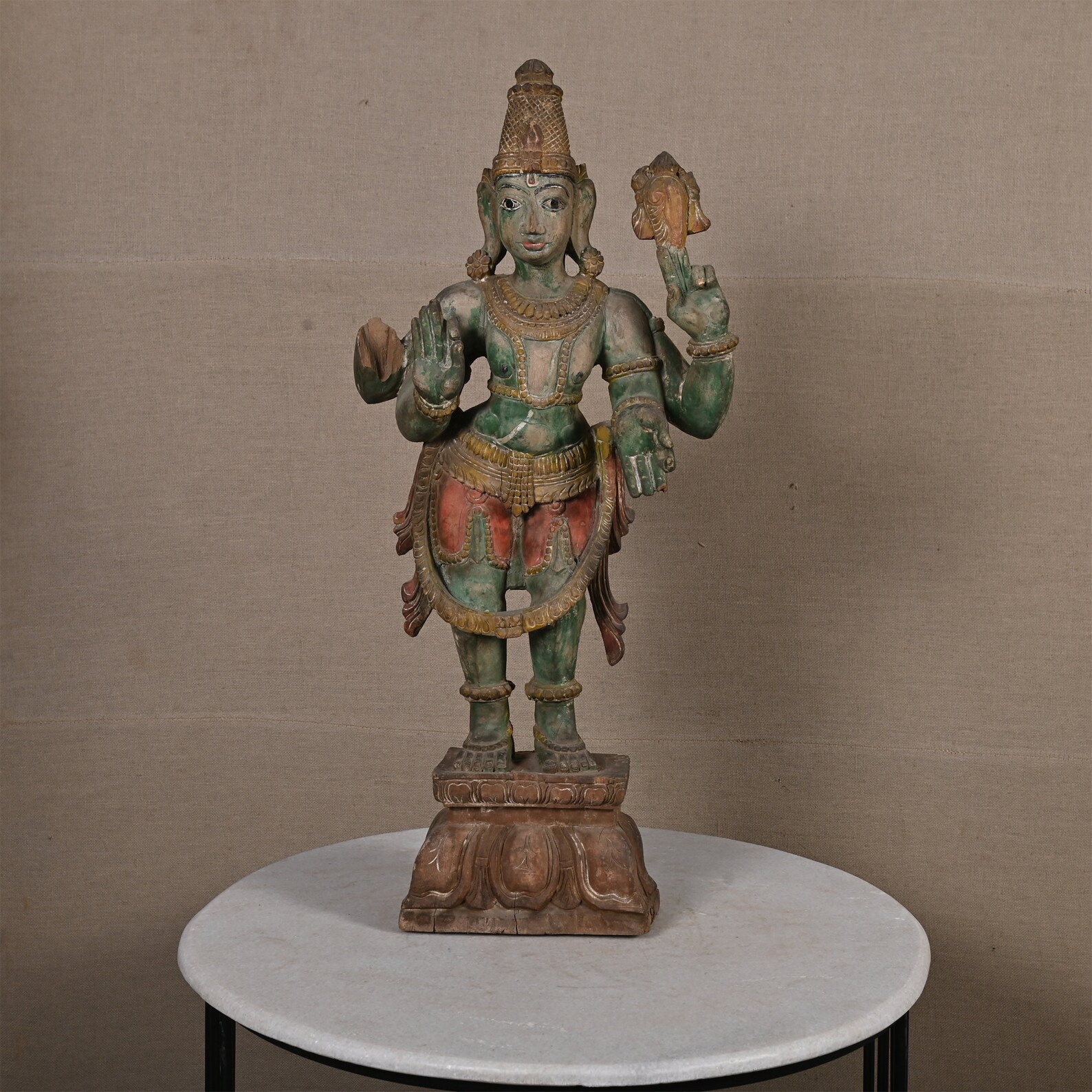 Vintage Indian Goddess Figures, Wooden Statue, Hand Painted Wood ...