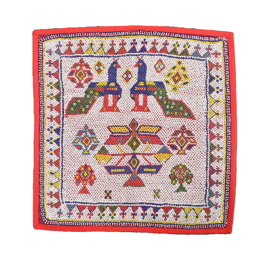 Wall Decor Traditional Pearl Beads Work Gujrati Textile Figurative ...