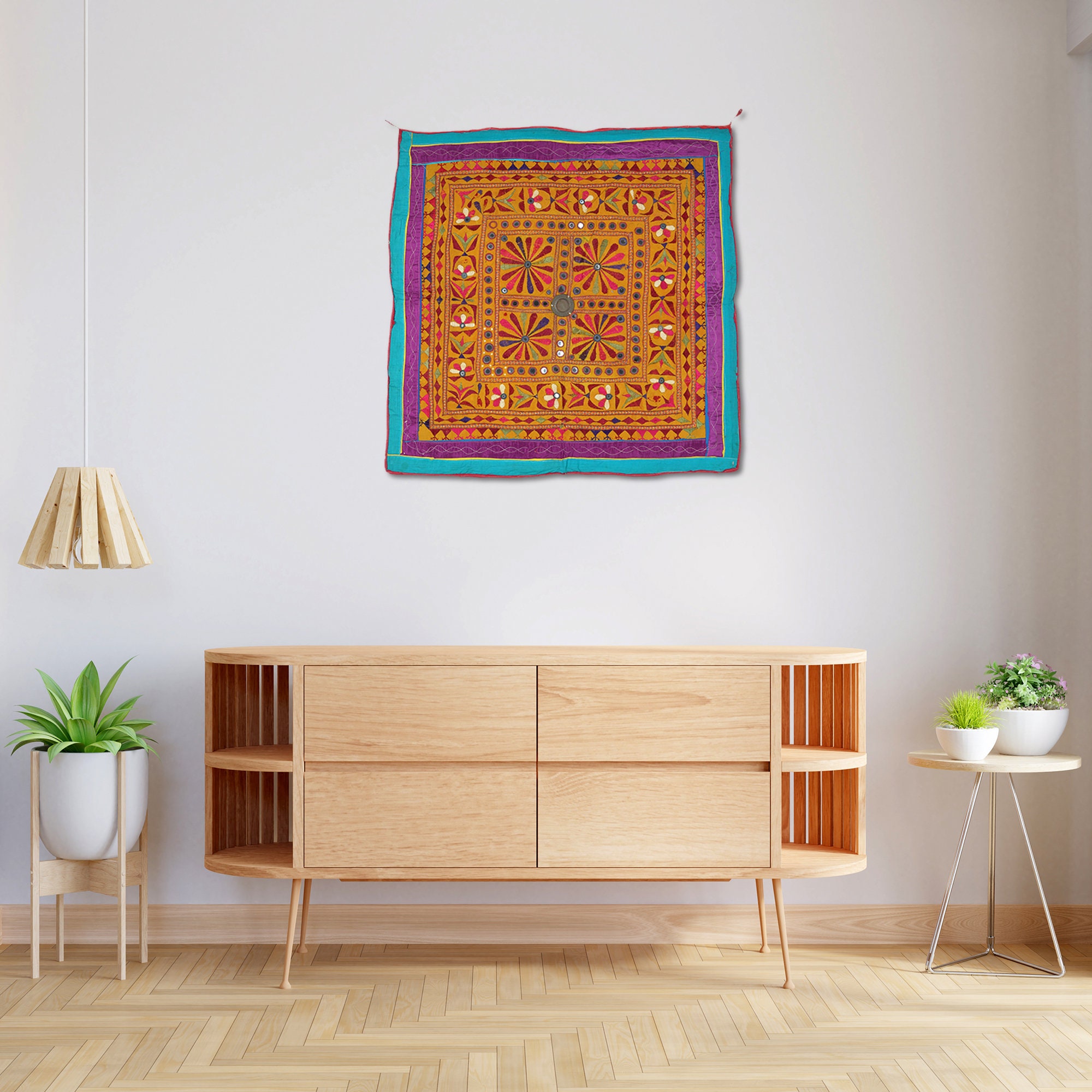 Traditional Indian Gujarati Boho Textile Vintage Hand Embroidered Wall ...
