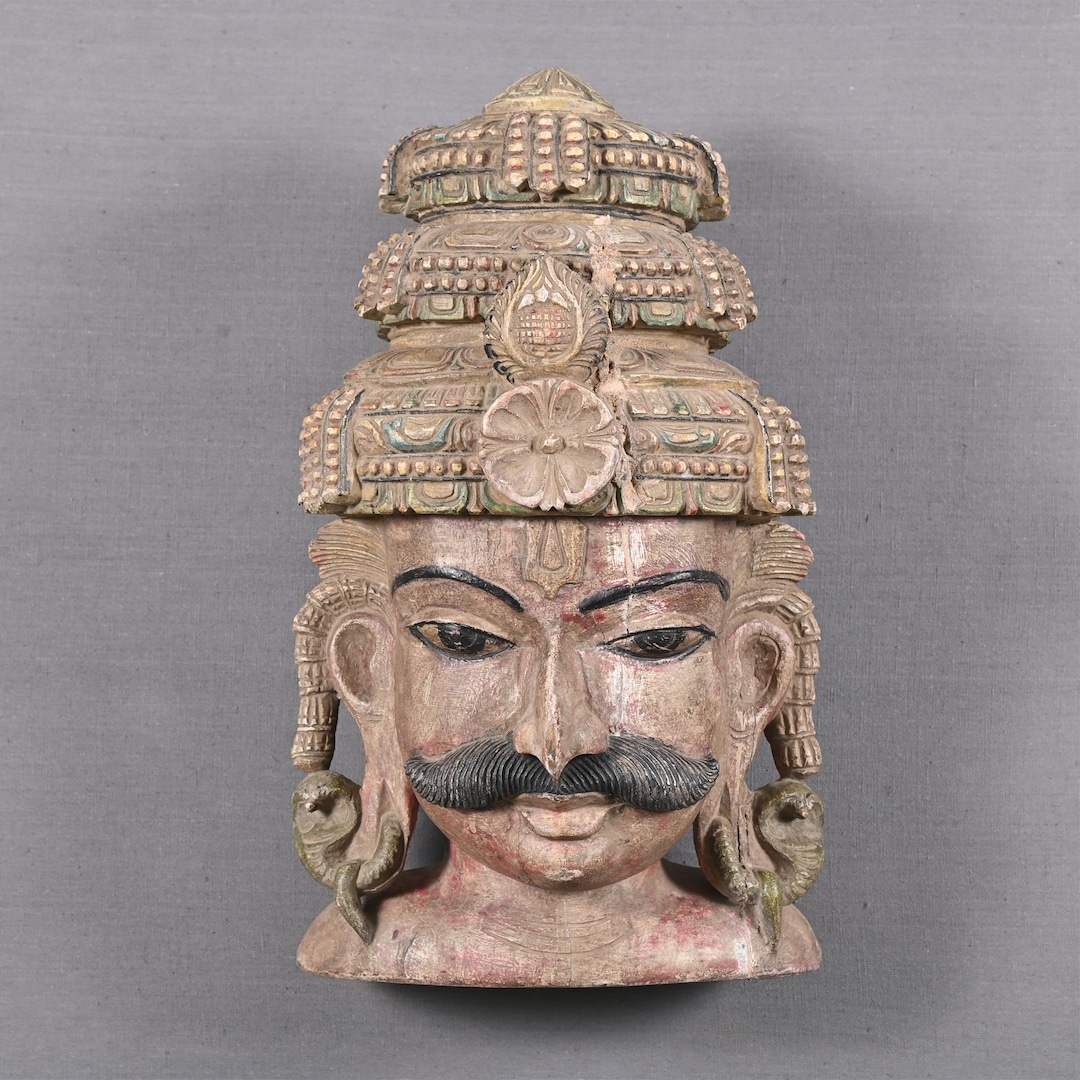 Traditional Mask Wall Decor Antique Indian Emperor Mask Vintage Wooden ...