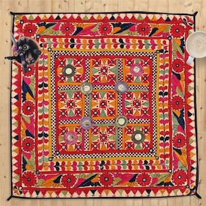 Indian Banjara Handmade Embroidery Wall Hanging, Mirror Silk Threadwork ...