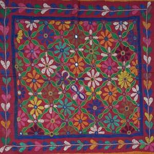 Indian Hand Embroidered Gujarati Tapestry Vintage Boho Banjara Wall ...