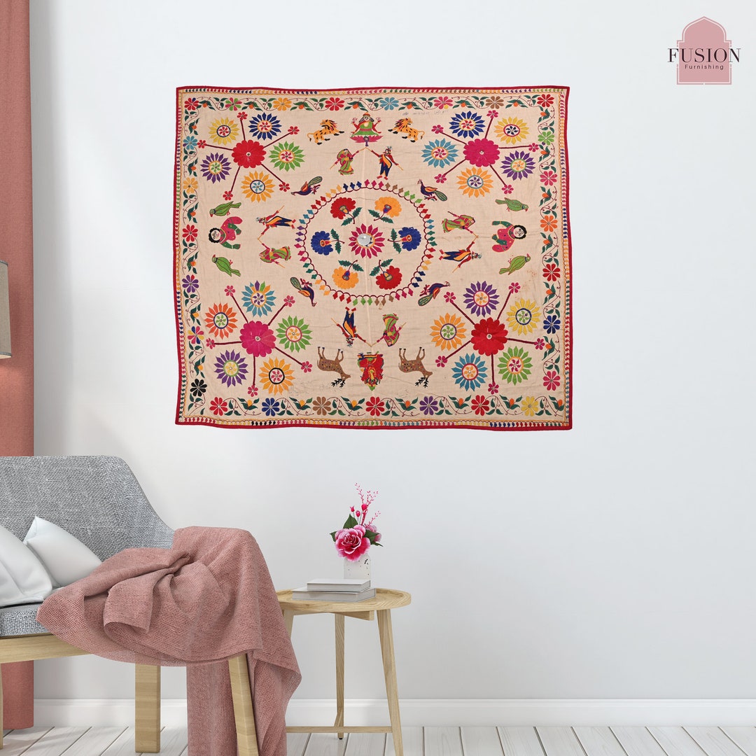 Vintage Hand Embroidery Tapestry Wall Hanging｜traditional Mandala ...