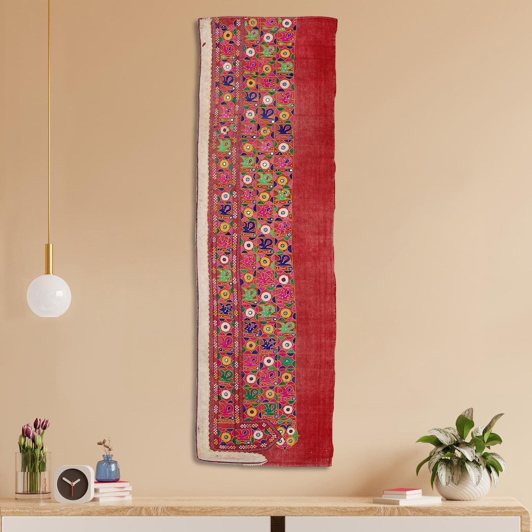 Vintage Art Indian Kutch Gujarati Tapestry, Handmade Embroidery Wall ...