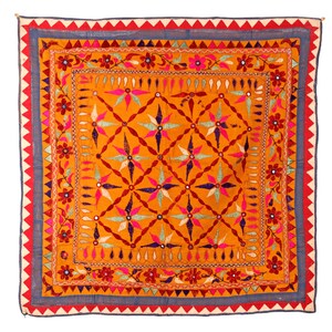 Vintage Floral Motifs Gujarati Hand Embroidered Textile Traditional ...