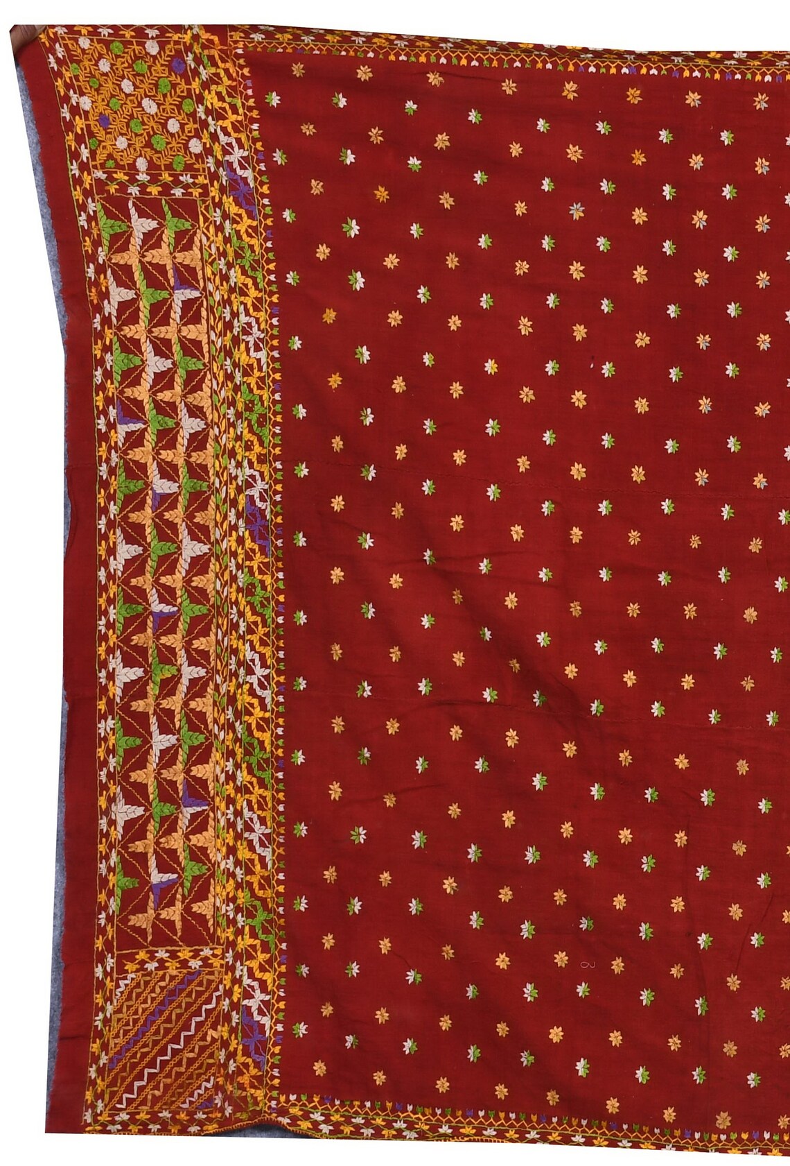 Punjabi Bagh Textile, 3.10 X 7.8 Ft Redish Brown Embroidered/vintage ...