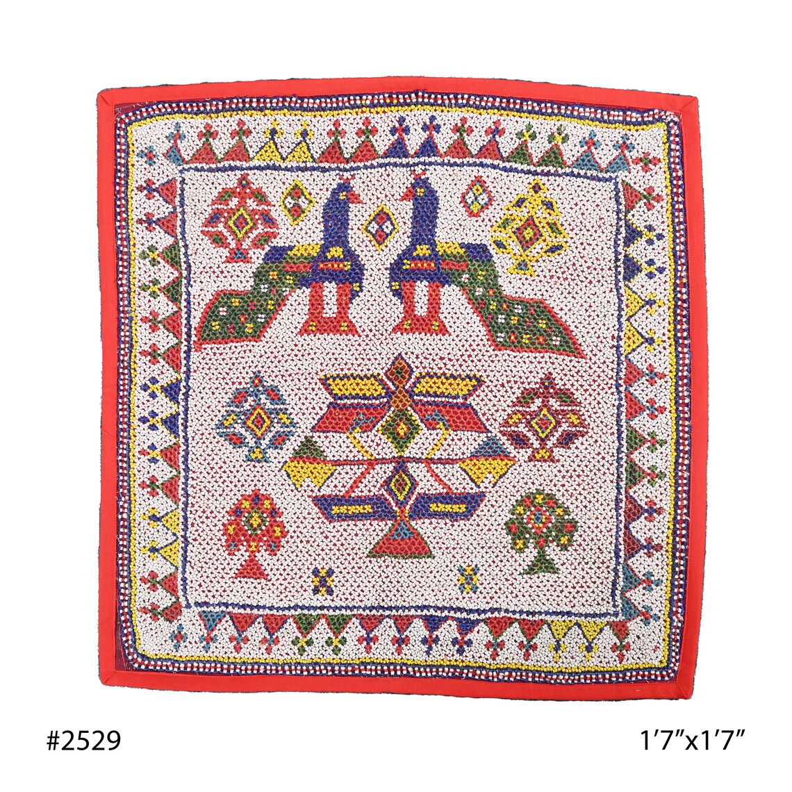 Wall Decor Traditional Pearl Beads Work Gujrati Textile Figurative ...