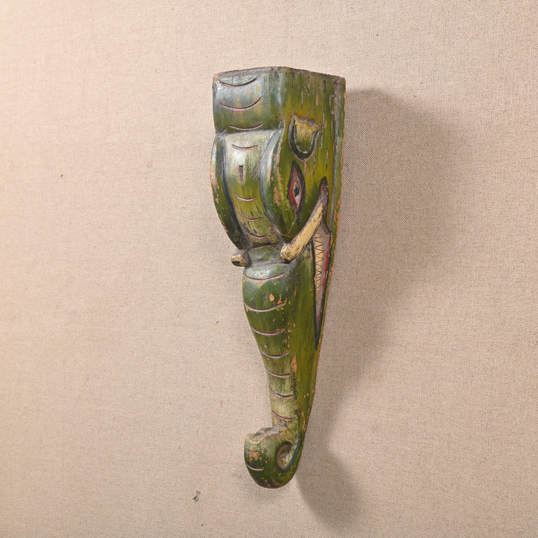 Wooden Green Elephant Wall Mask Hand Carved Traditional African Mask ...