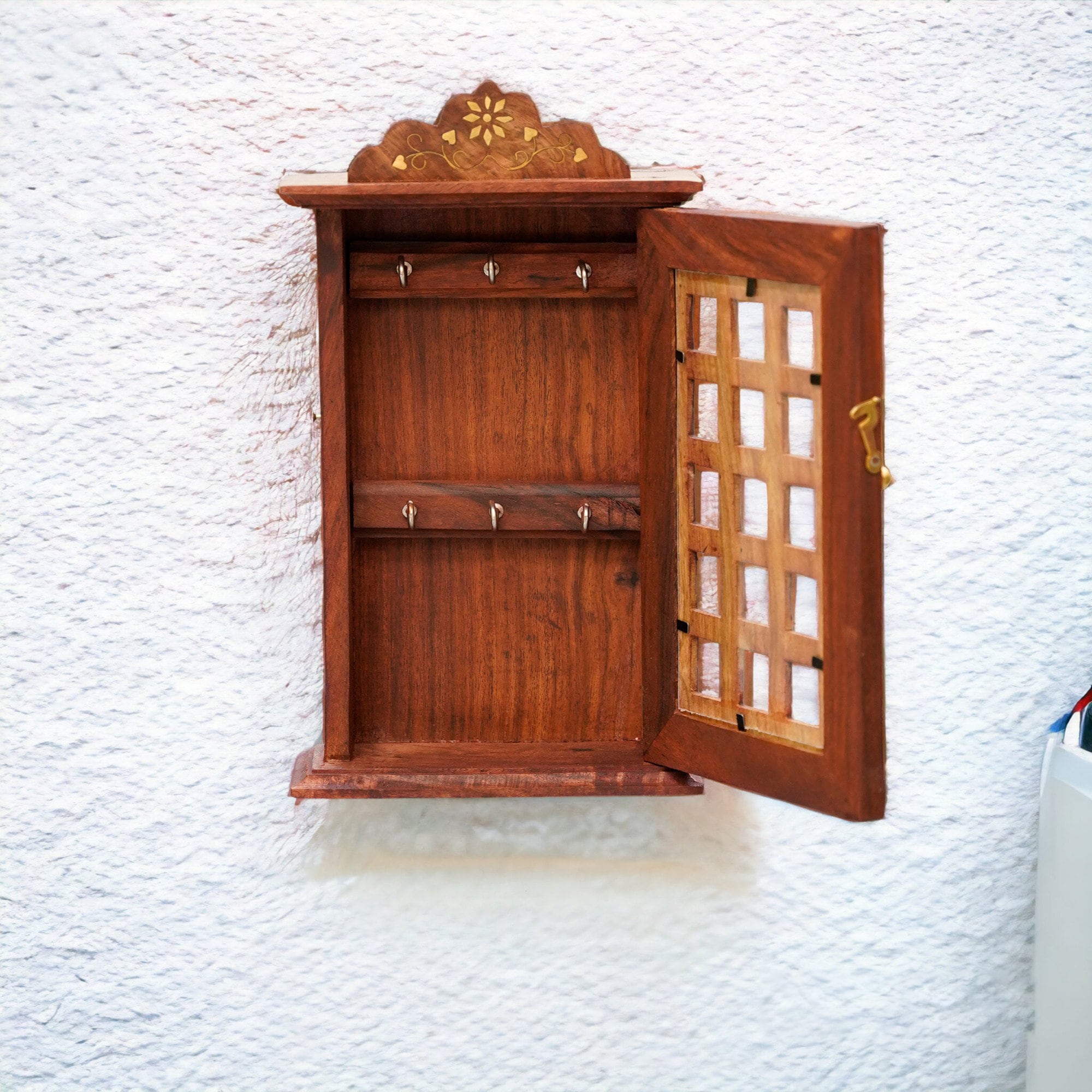 Hand Made Wooden Key Holder , Wall Mount Key Box, 11 X 6.6 X 2.3 Inchs ...