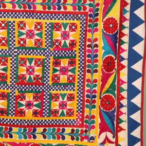 Vintage Bird Motifs Gujarati Hand Embroidered Textile Traditional ...