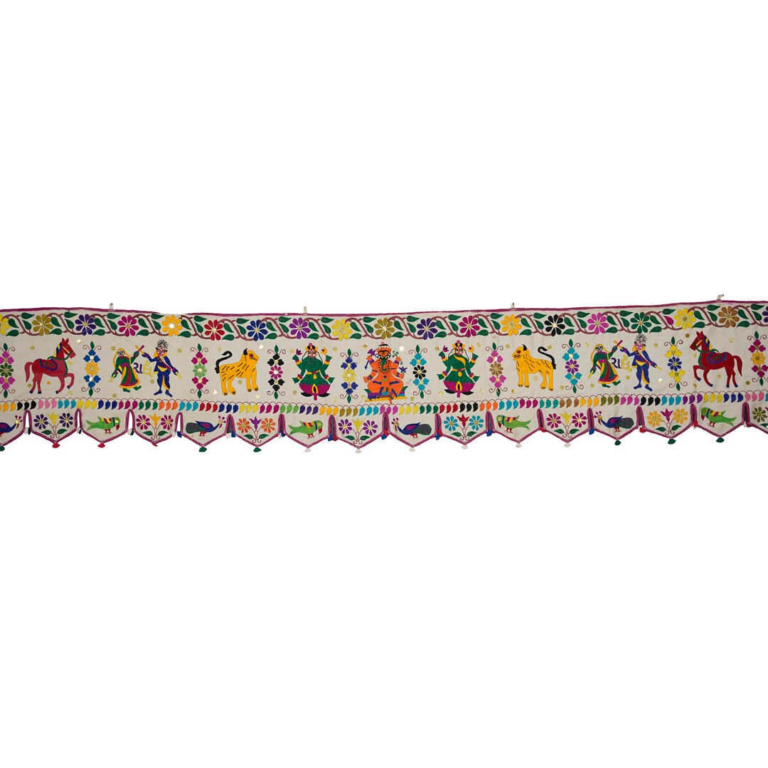 18 Feet Long Vintage Door Toran Indian Wall Hanging Textile Handmade ...