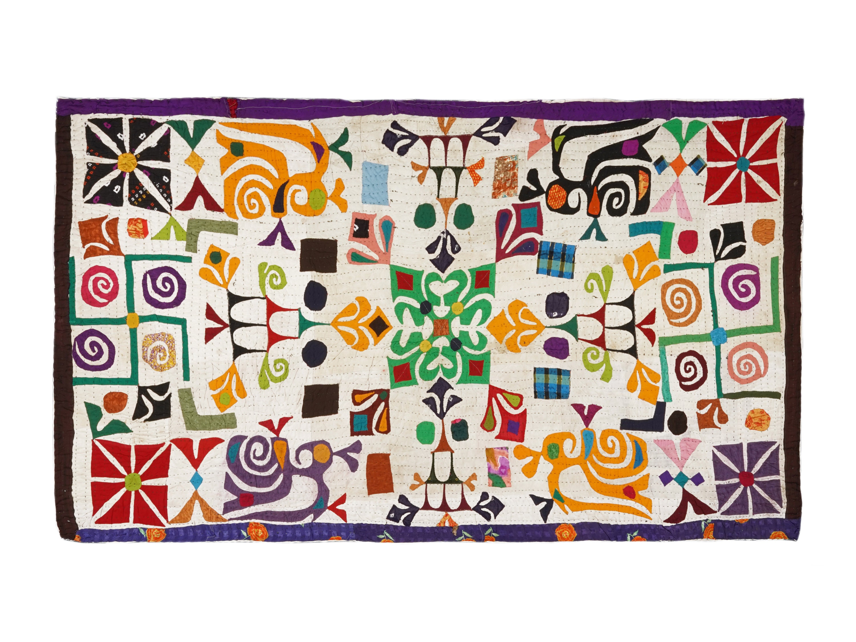 Vintage Floral Motifs African Wall Hanging, Wall Applique Tapestry ...