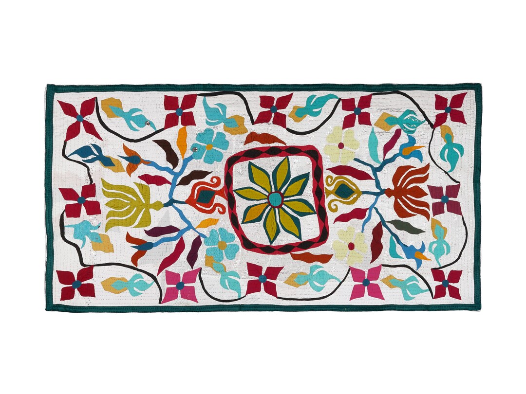 Vintage Applique Tapestry 30-40 Year Old Indian Hand Embroidered ...