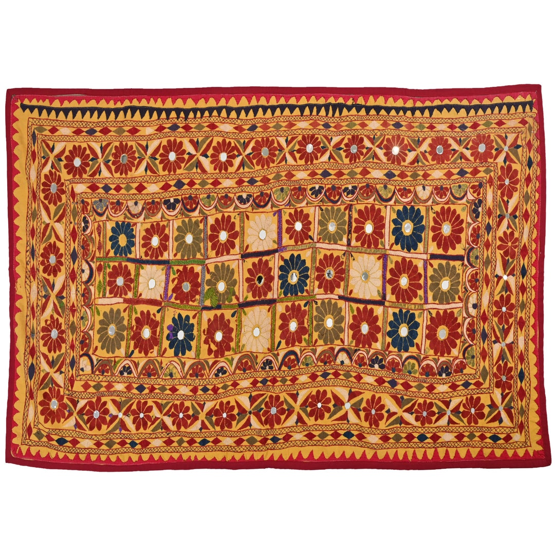 Vintage Wall Hanging Gujarati Boho Tapestry Nature Landscape Handmade ...