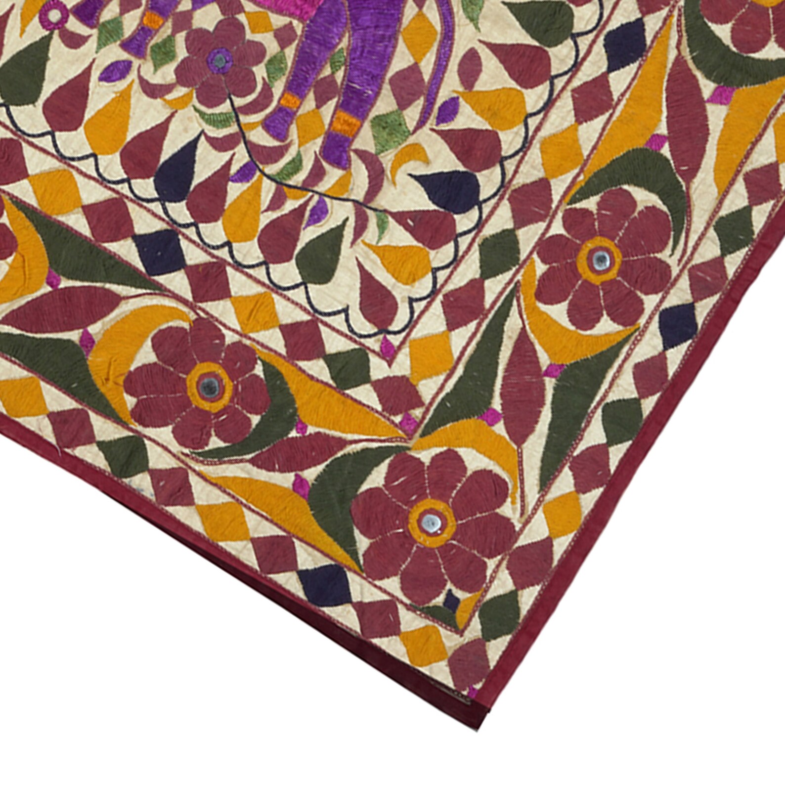 Elephant Design Gujarati Embroidery Textile Cotton Handmade Wall ...