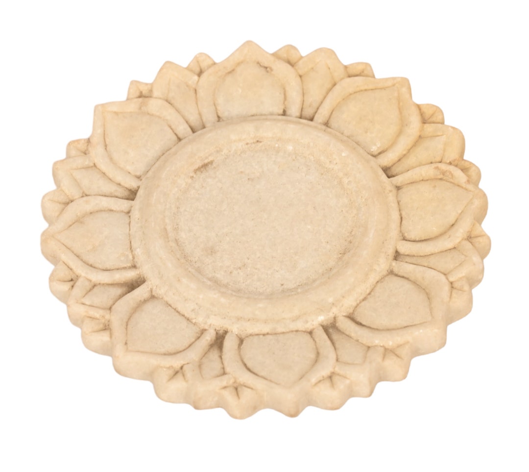 Hand Crafted Marble Lotus Tray Urli Decorative Flower Scallop Bowl ...