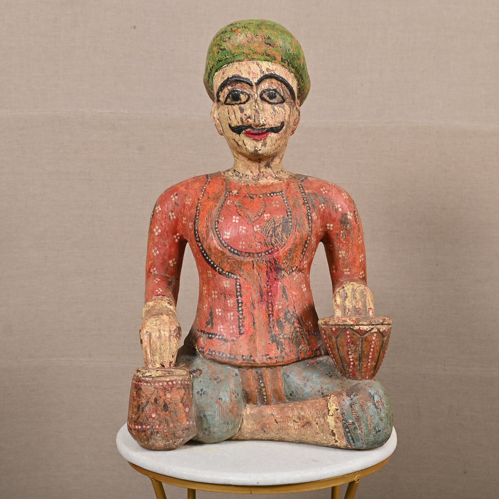 Vintage Indian Wood Painted Sculptures Wooden Statue Idol - Etsy