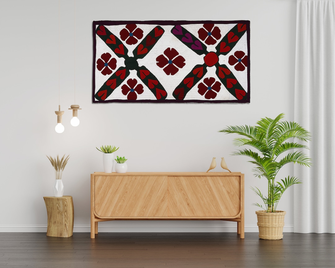 Wall Applique Tapestry Colorful Textile Art,vintage Floral Motifs Wall ...