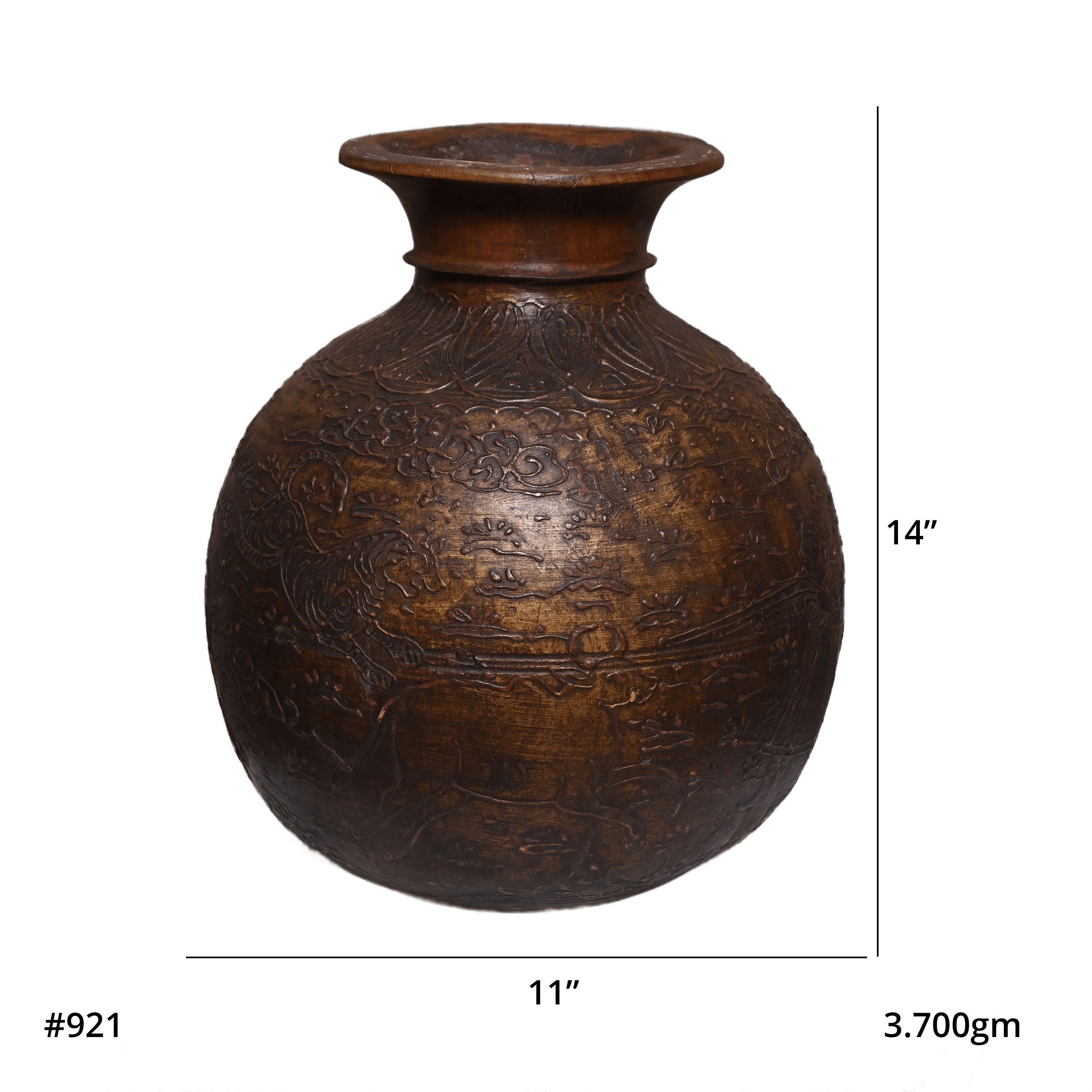 Wood Surahi Figurines Vintage Wooden Himachal Matka Pot Wood Old Hand ...