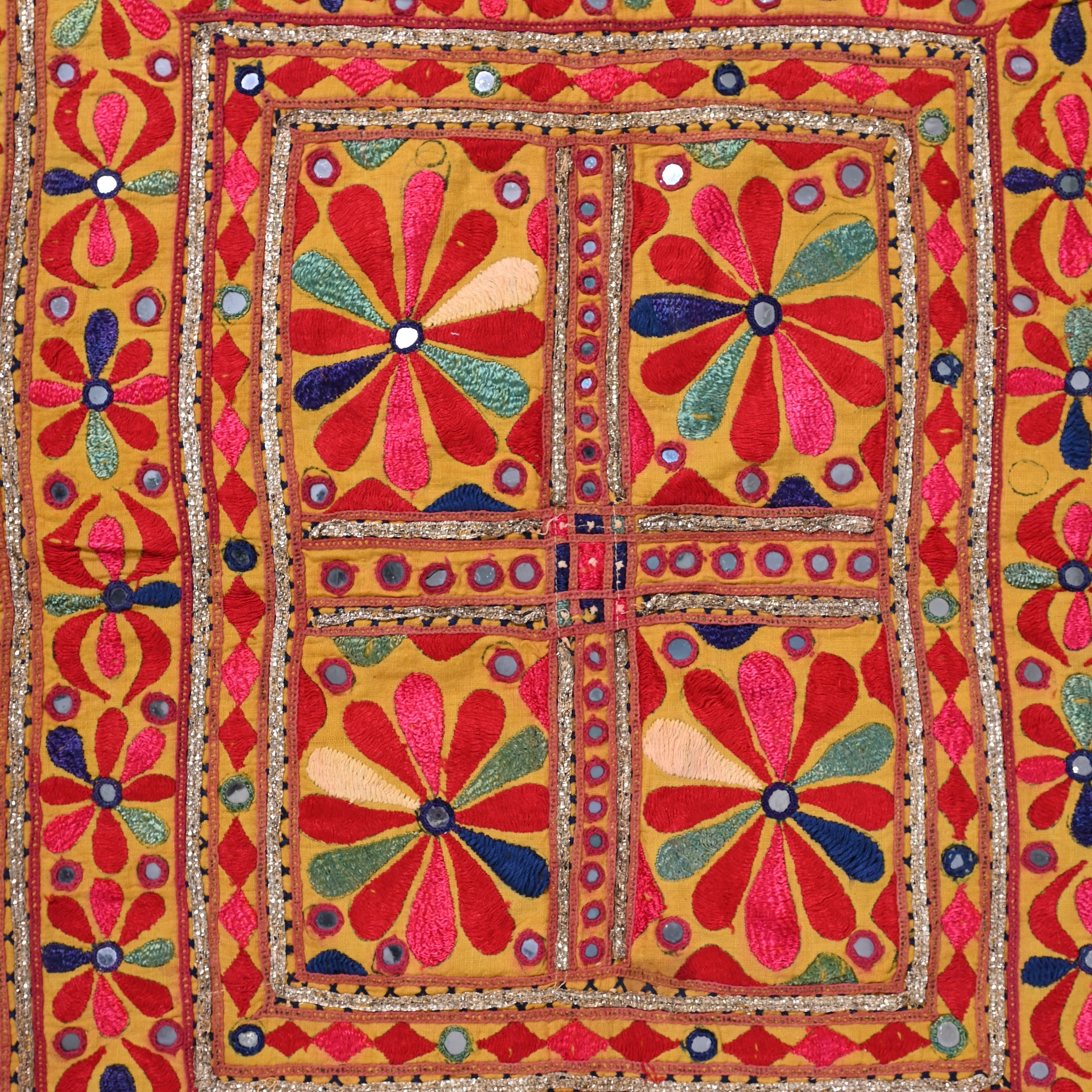 Embroidered Textile Indian Gujarati Handmade Tapestry Vintage Tribal ...