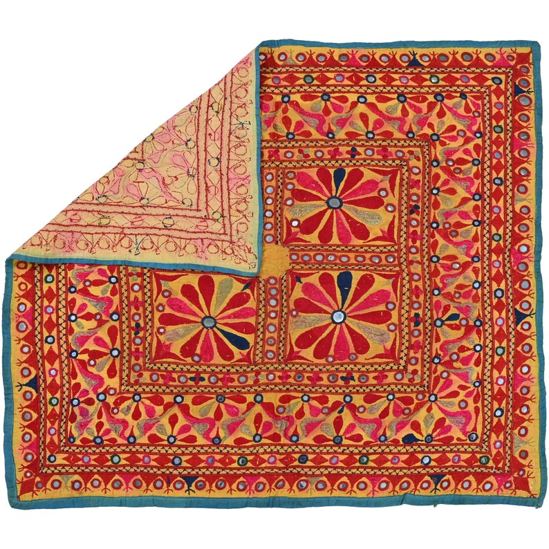 Embroidered Textile Indian Gujarati Handmade Tapestry Vintage Tribal ...