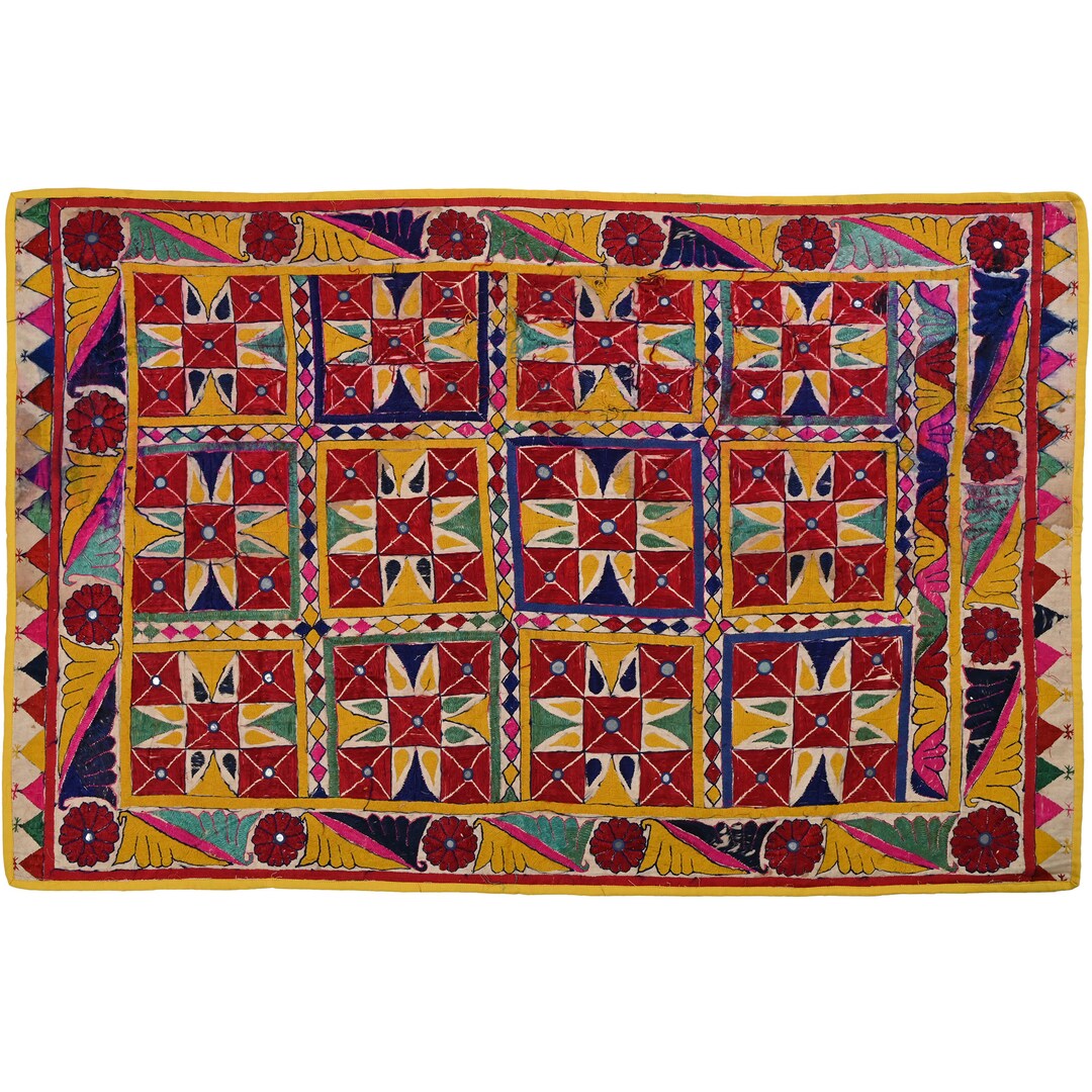 Tapestry, 40-50 Year Old Embroidery Textile, Floral Motifs Wall Hanging ...