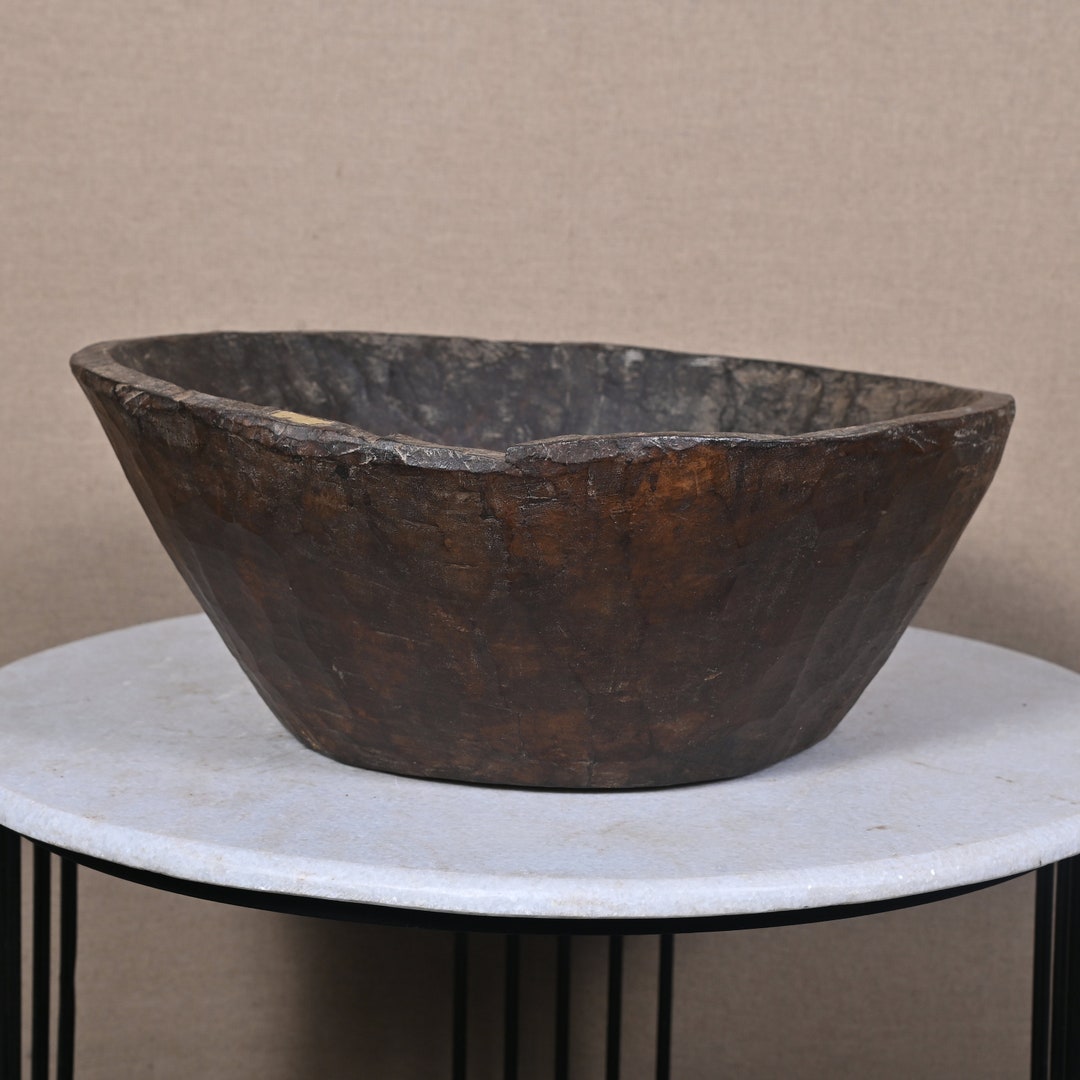 Vintage Handcarved Wooden Bowl Rustic Farm House Style Table Top ...