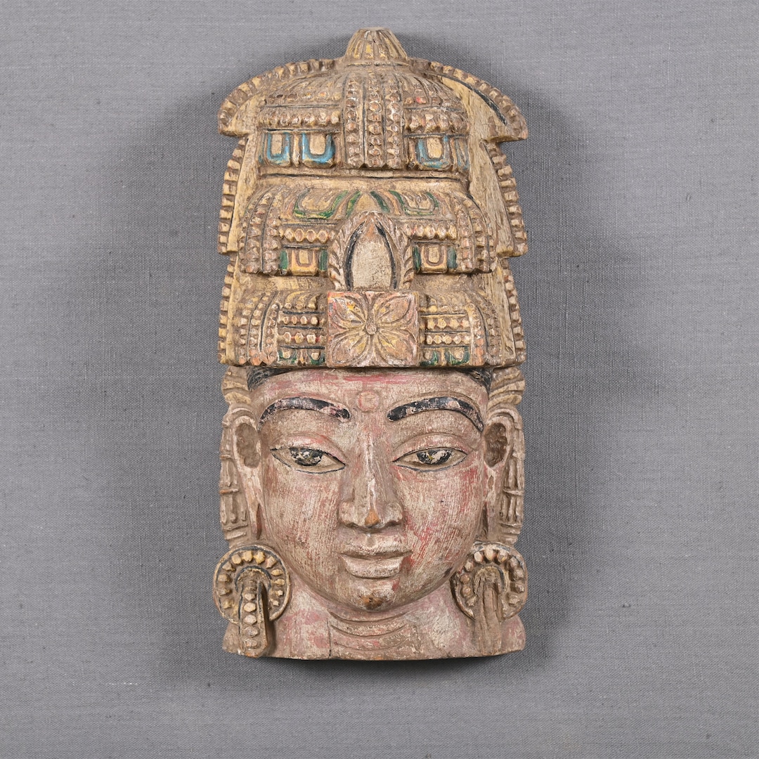 Vintage Hand-carved Indian Emperor Mask Antique Wooden Mask Vintage ...