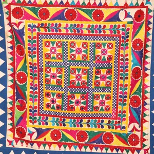 Vintage Bird Motifs Gujarati Hand Embroidered Textile Traditional ...