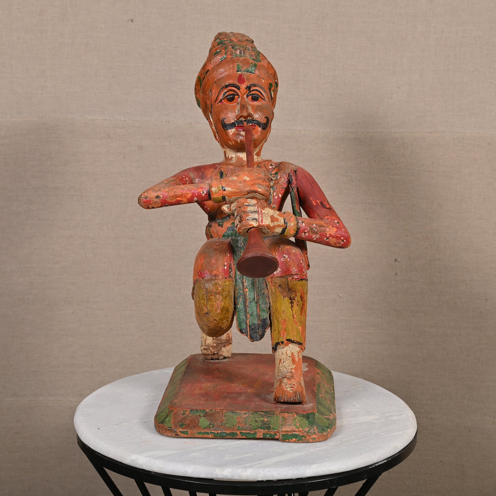 Vintage Wooden Statue Rajasthani Man Figurines Indian Wooden Hand ...