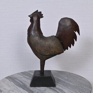 Vintage Iron Rooster Garden Statue, Garden Decor Sculpture of Rooster ...