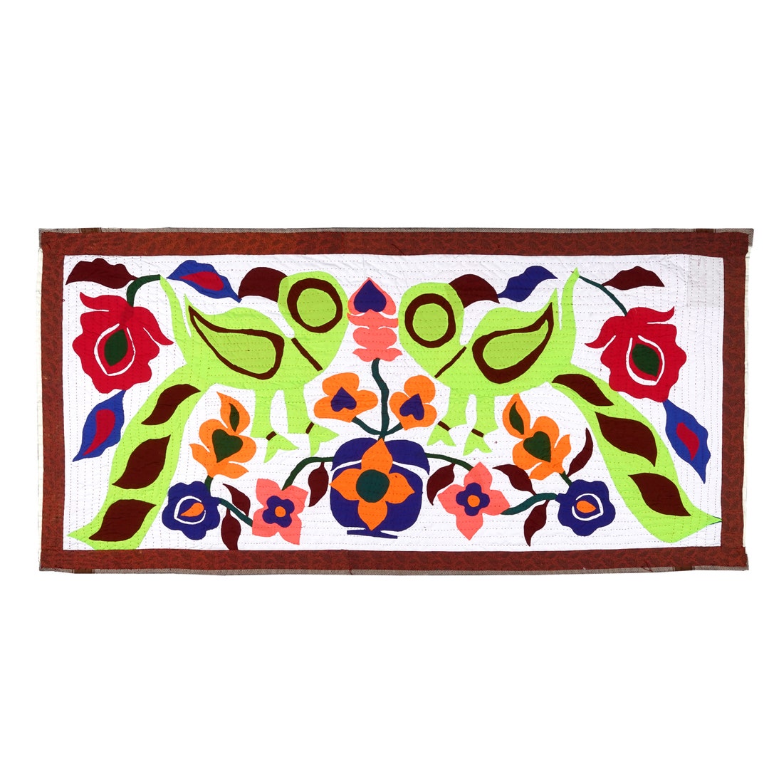 Vintage Applique Wall Hanging Textile Decor Art, Appliqued Work Wall ...
