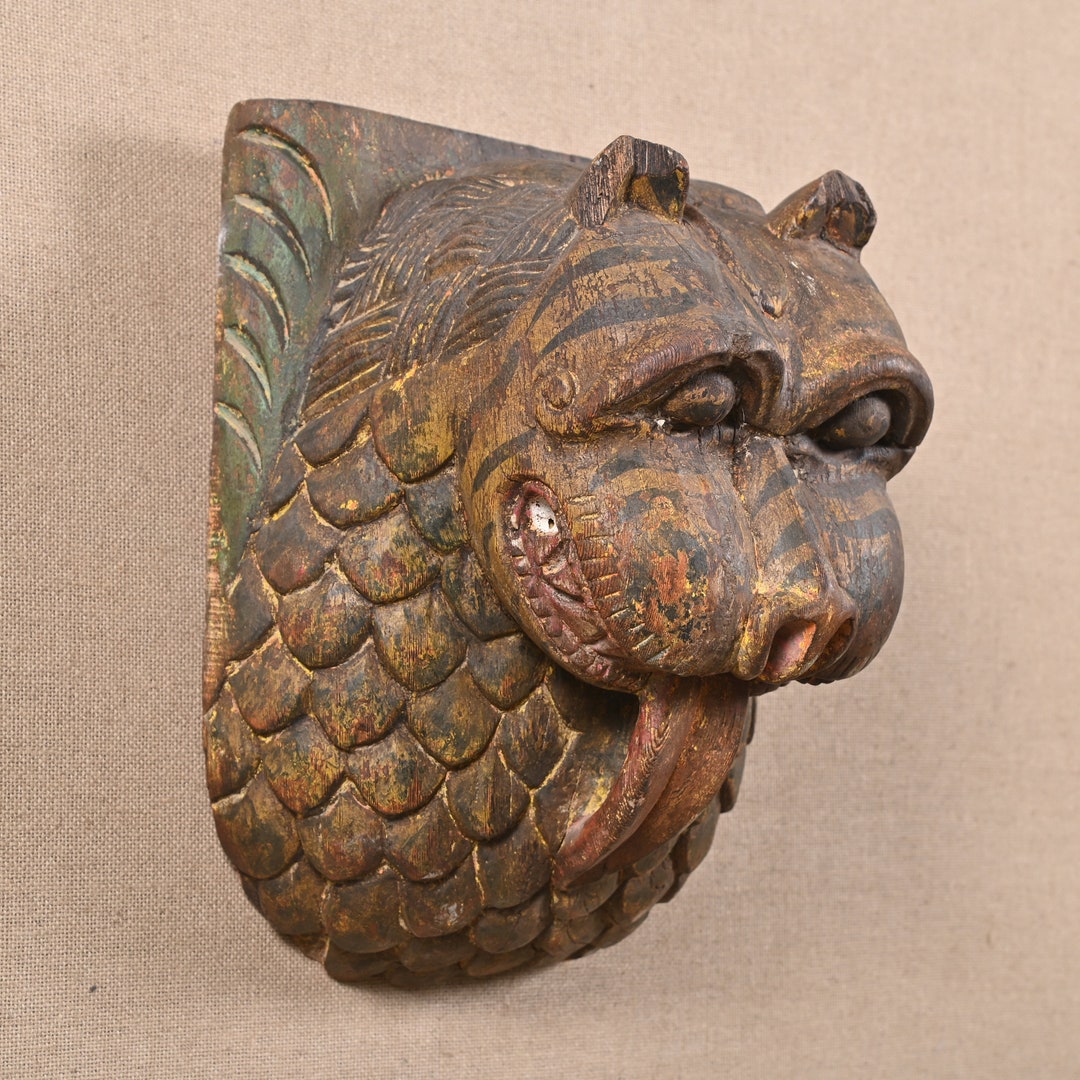 Vintage Wooden Wall Mask Animal Mask Mexican Face Wild Tiger Face Mask ...