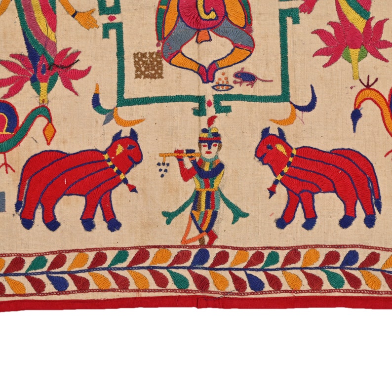 Gujarati Textile Embroidery Indian Boho Banjara Silk Handmade - Etsy